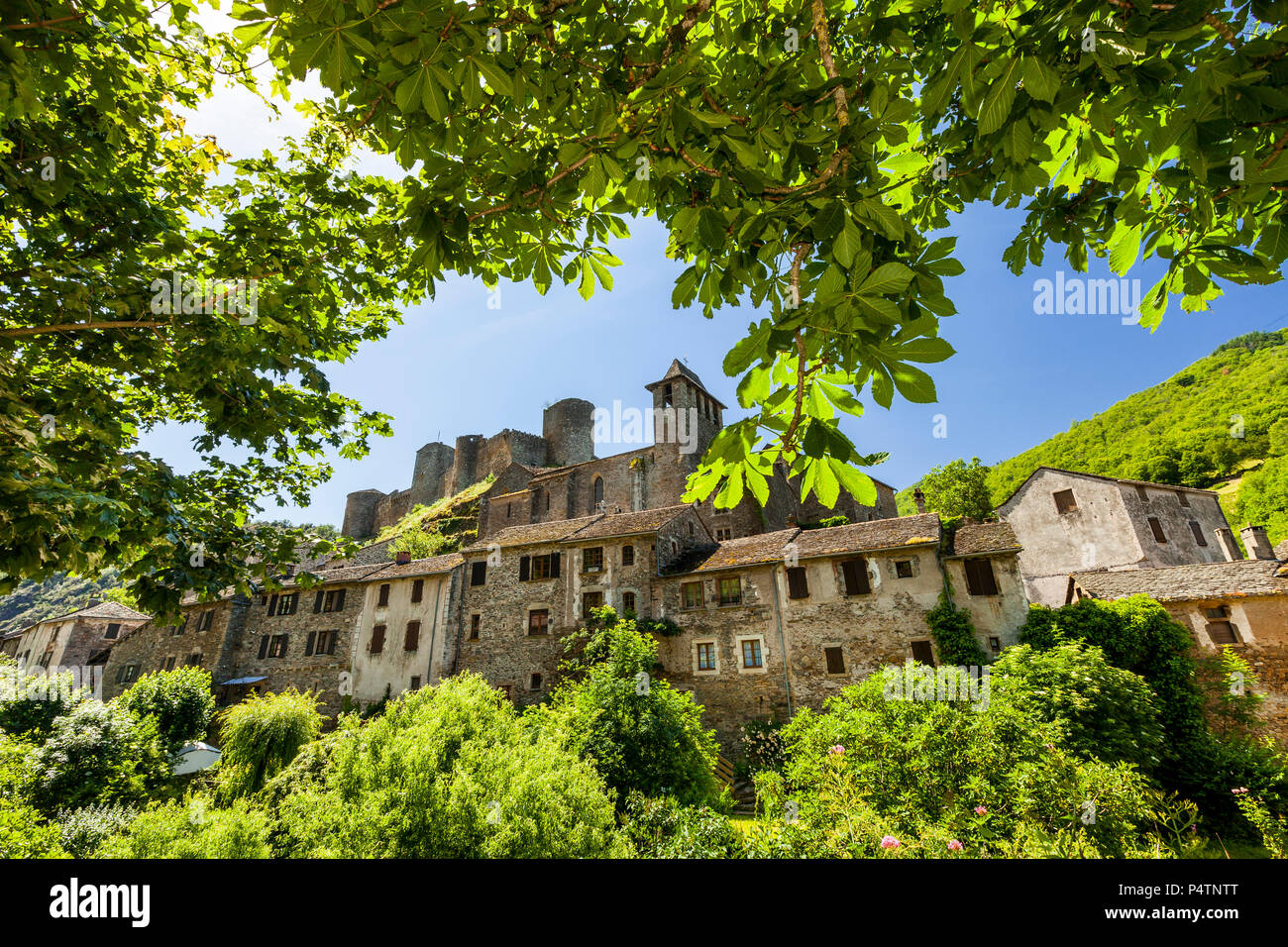 View on French village Brousse-le-chateau Stock Photo - Alamy