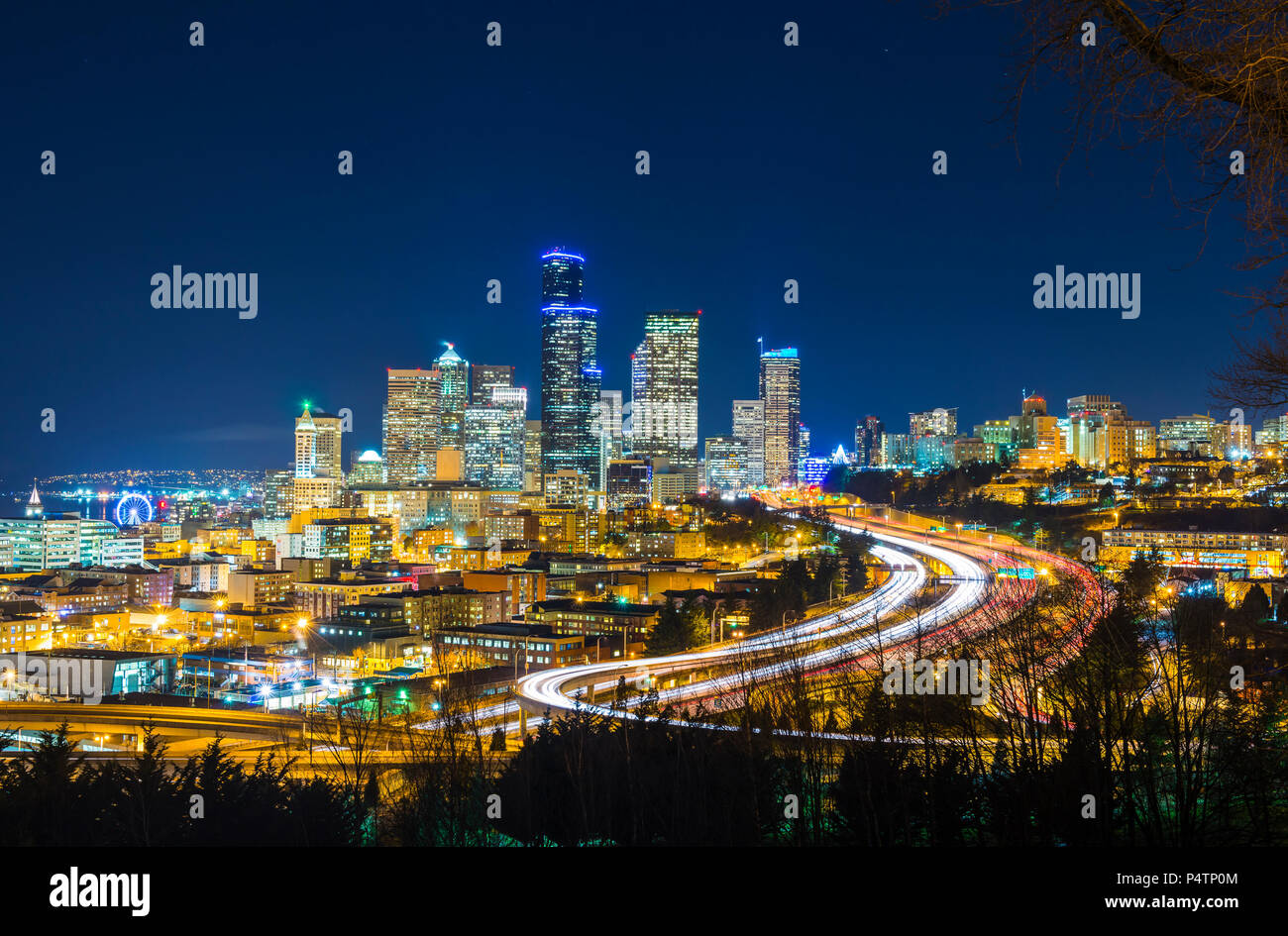 Seattle skyline freeway traffic hi-res stock photography and images - Alamy