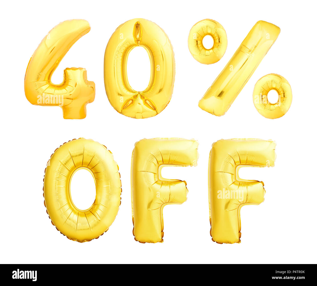 Forty percent off discount sign made of golden inflatable balloons ...