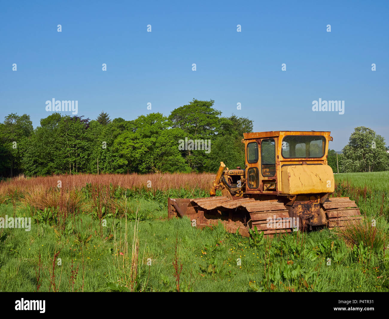 An Old Bulldozer in a Farm Field near Letham in Angus, Scotland, Its ...