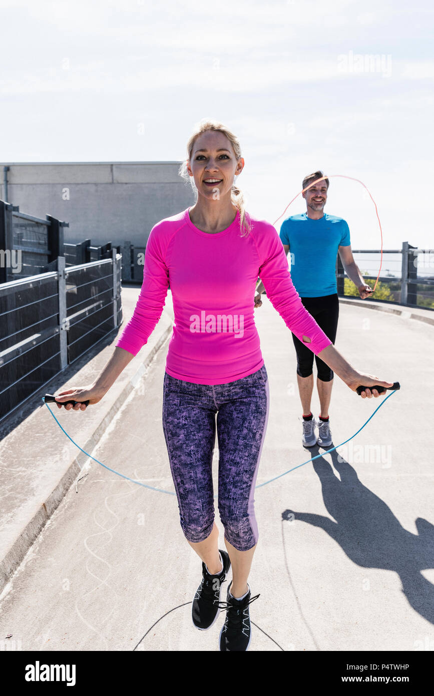 Mature woman skipping rope hi-res stock photography and images - Alamy
