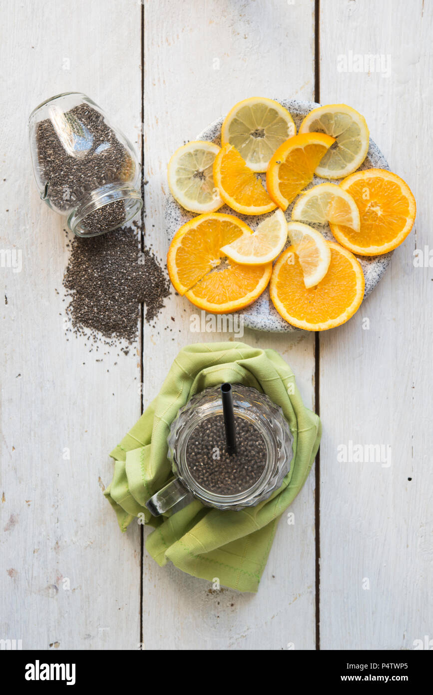 Chia drink with refreshing fruits Stock Photo - Alamy