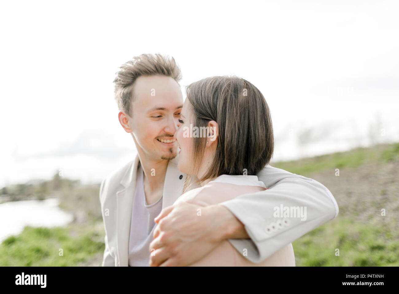 Happy young couple nature hi-res stock photography and images - Alamy