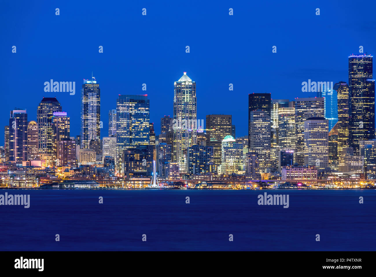 USA, Washington State, Seattle, Skyline at blue hour Stock Photo - Alamy