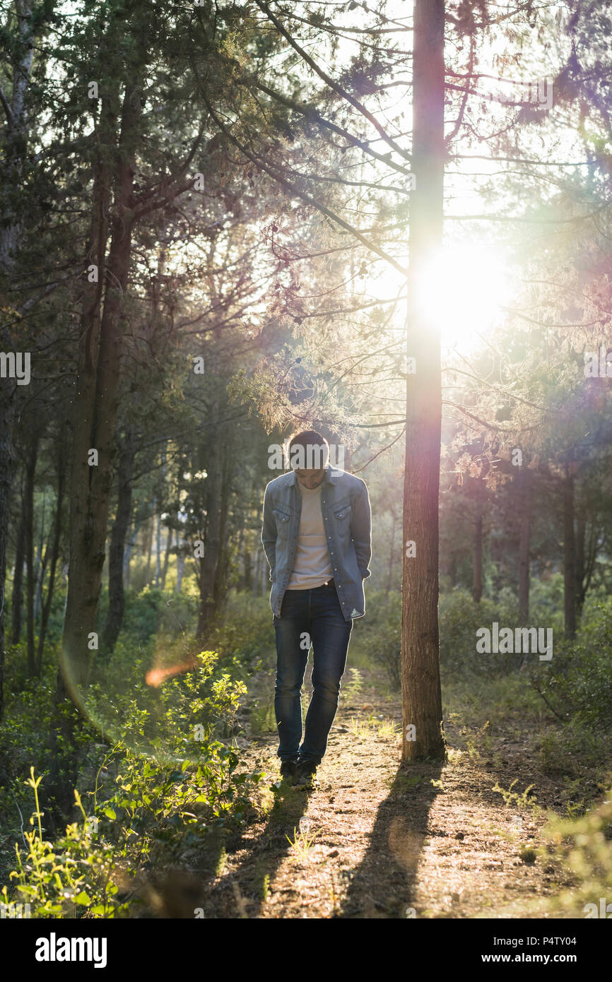 Solitary young male against the light hi-res stock photography and ...