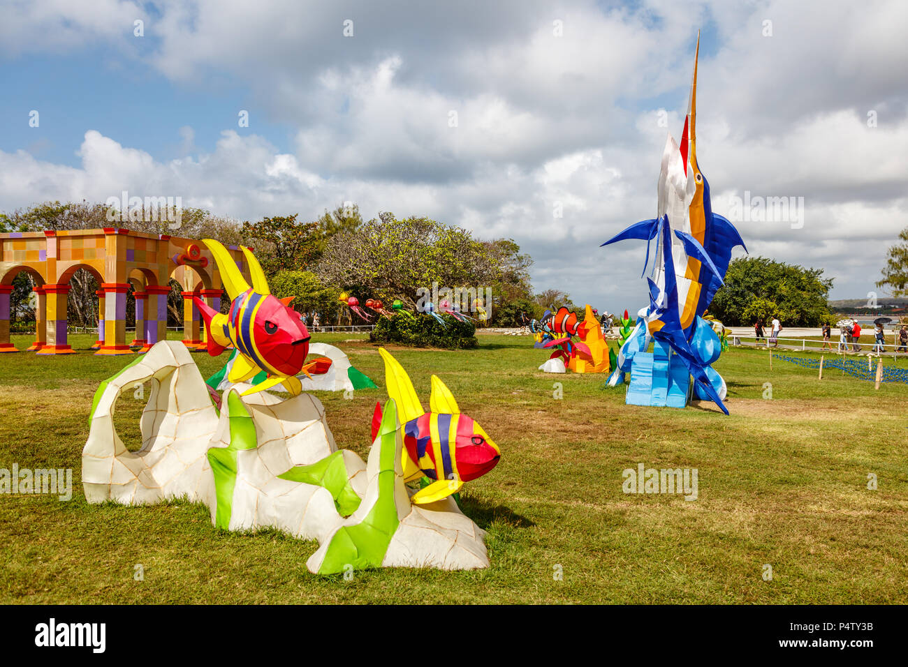 Fish shaped lights for Nusa Dua light festival. Ocean world theme. Day ...