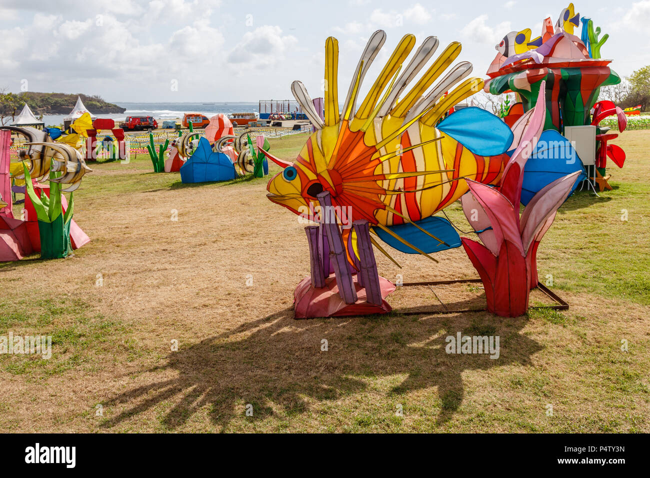 Fish shaped lights for Nusa Dua light festival. Ocean world theme. Day ...