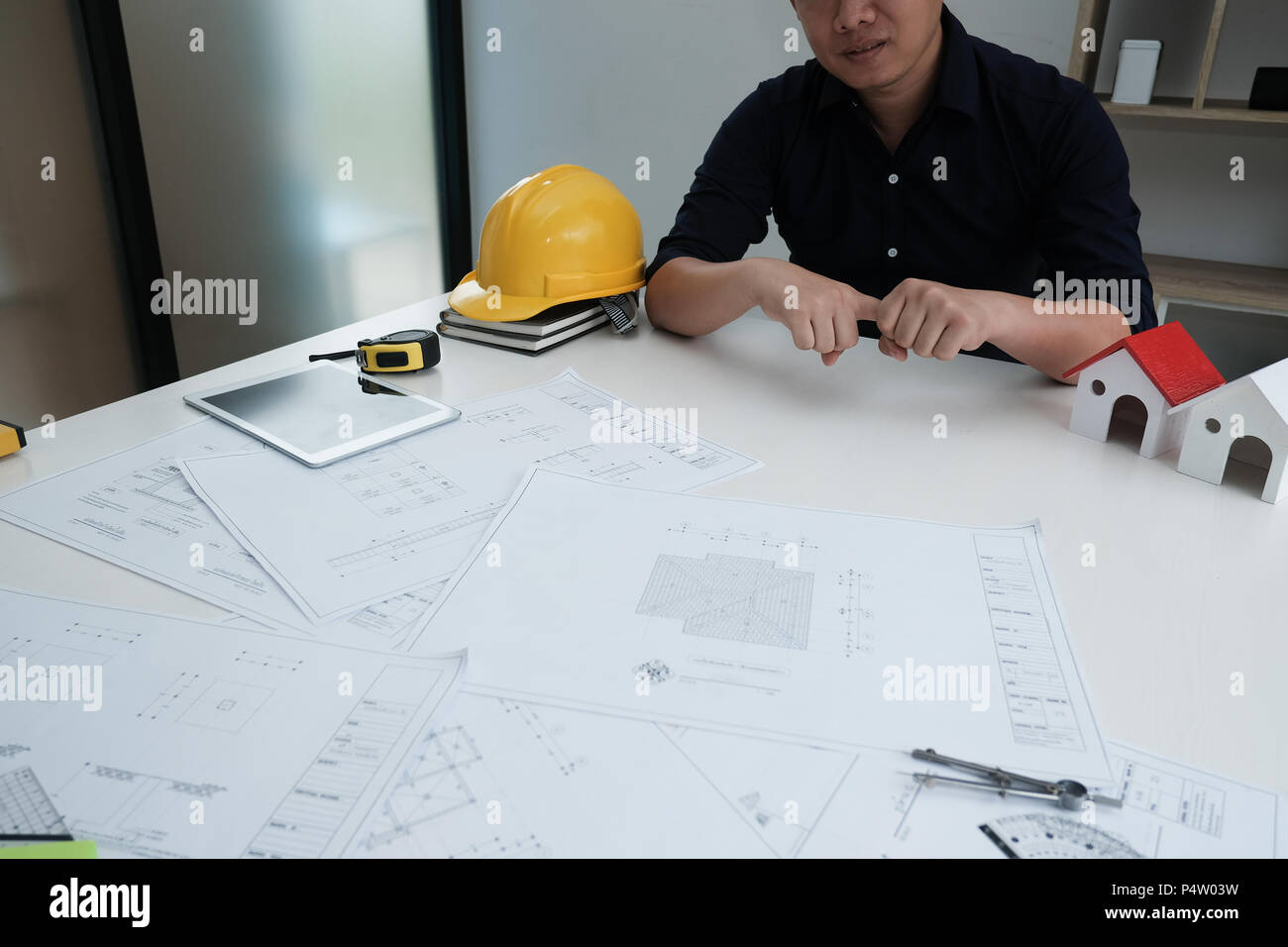 engineer suffering from finger pain. architect feeling painful on hand ...