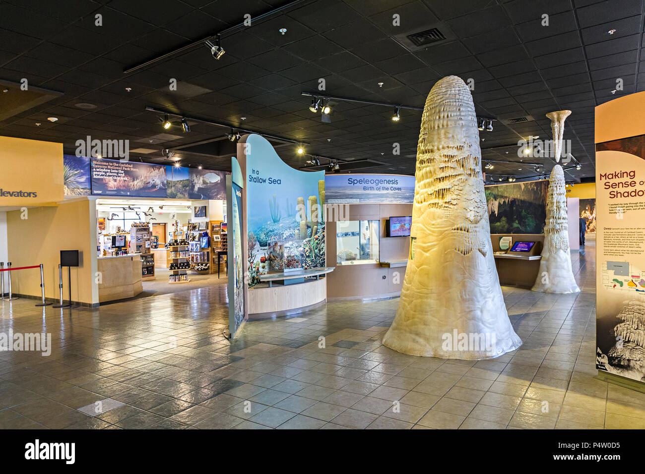 Cave information display at Carlsbad Caverns, New Mexico, USA Stock ...