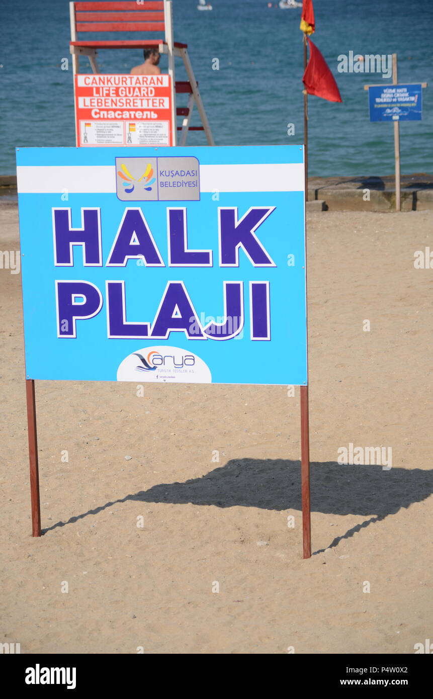 Turkish beach sign Stock Photo - Alamy