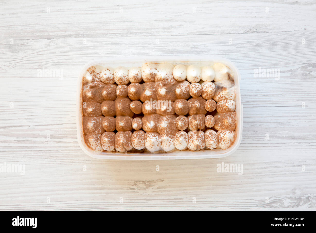 Tiramisu ice cream in plastic box. Top view Stock Photo - Alamy