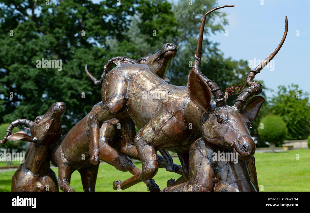 Leaping, African Antelope sculpture on display at the British Iron Work ...
