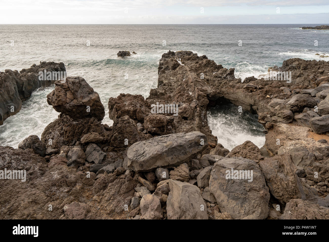 Views of the Playa de los Barqueros in northen part of Tenerife, in ...