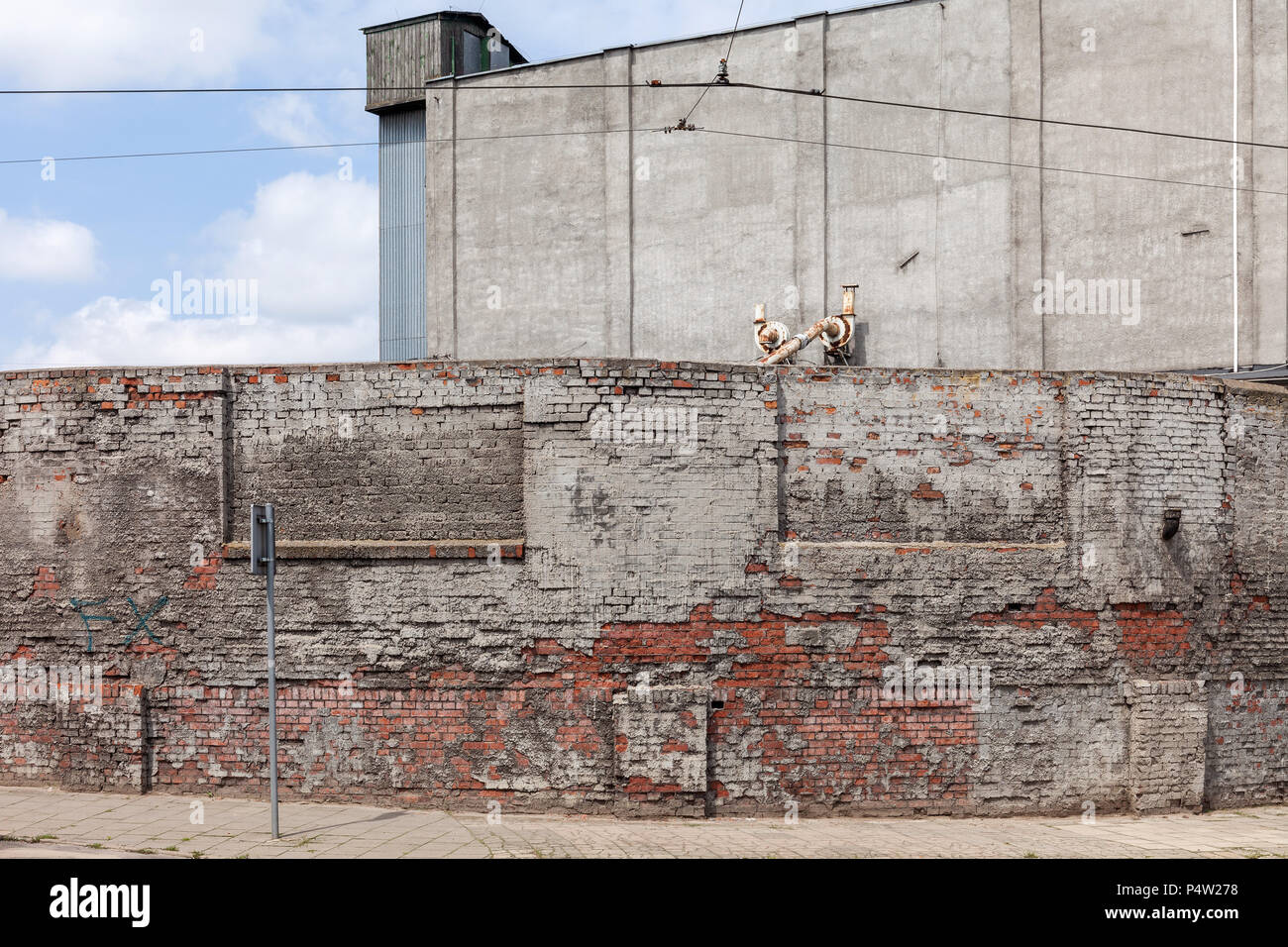 Szczecin, Poland, wall and factory building in the harbor Stock Photo ...