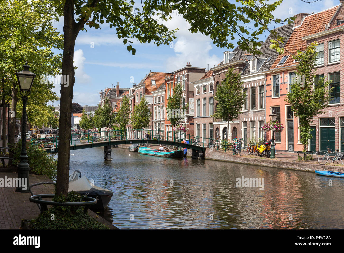 Leiden, Netherlands, canal and old town in Leiden Stock Photo - Alamy