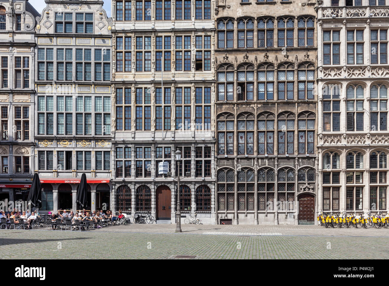 Antwerp, Belgium, guild houses with Baroque facade on the Grand Place ...