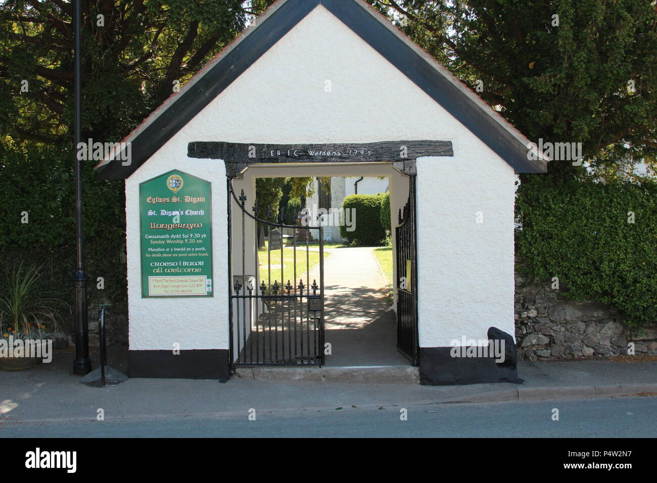 St Digain"s, Llangernyw .in the church is a tree which is estimated to ...