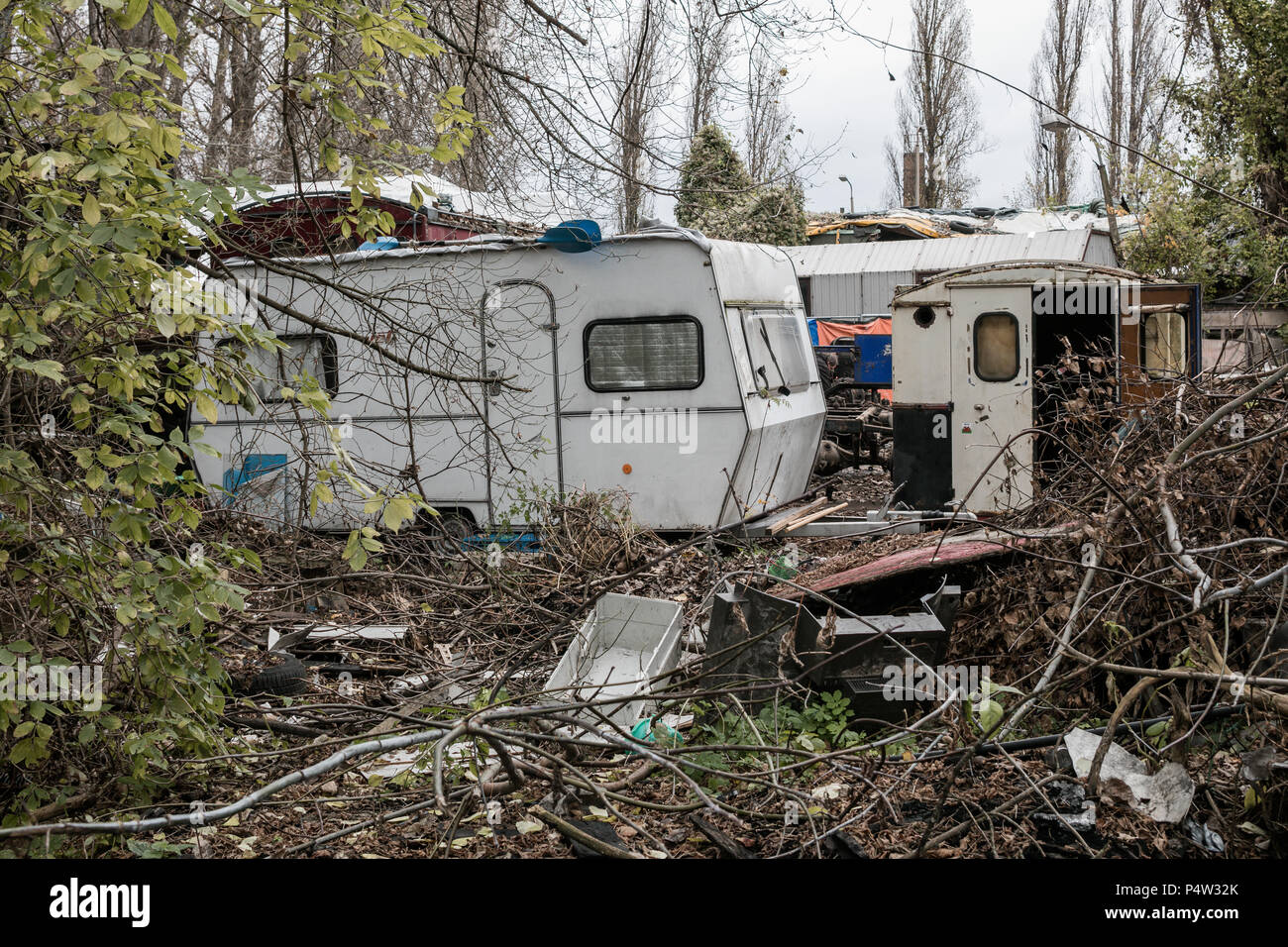 Berlin, Germany, junkyard on a property on the Rummelsburger bay Stock ...