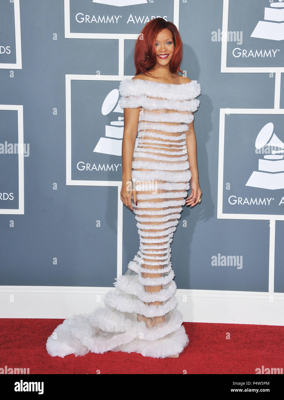 Rihanna White Dress Grammys