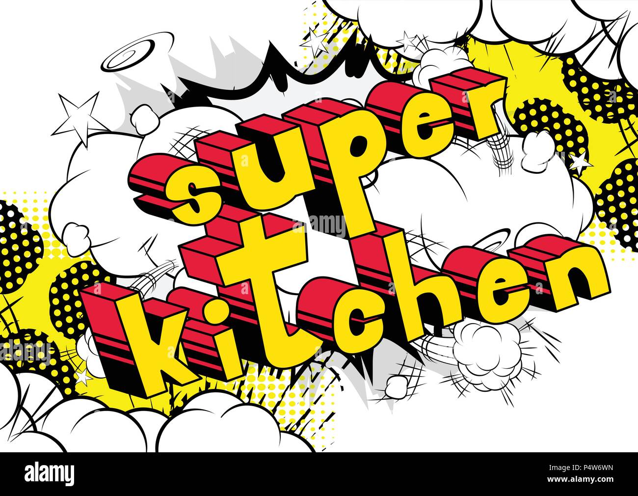 Super Kitchen - Comic book word on abstract background Stock Vector ...