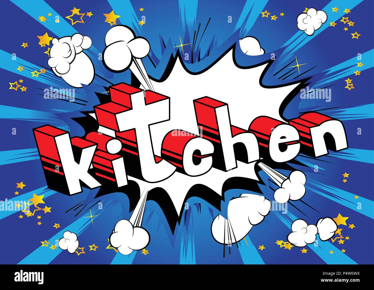 Kitchen - Comic book word on abstract background Stock Vector Image ...