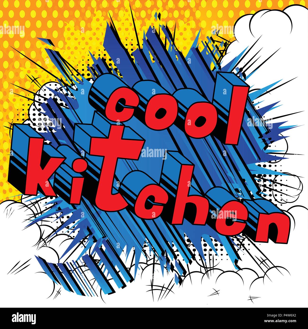 Cool Kitchen - Comic book word on abstract background Stock Vector ...