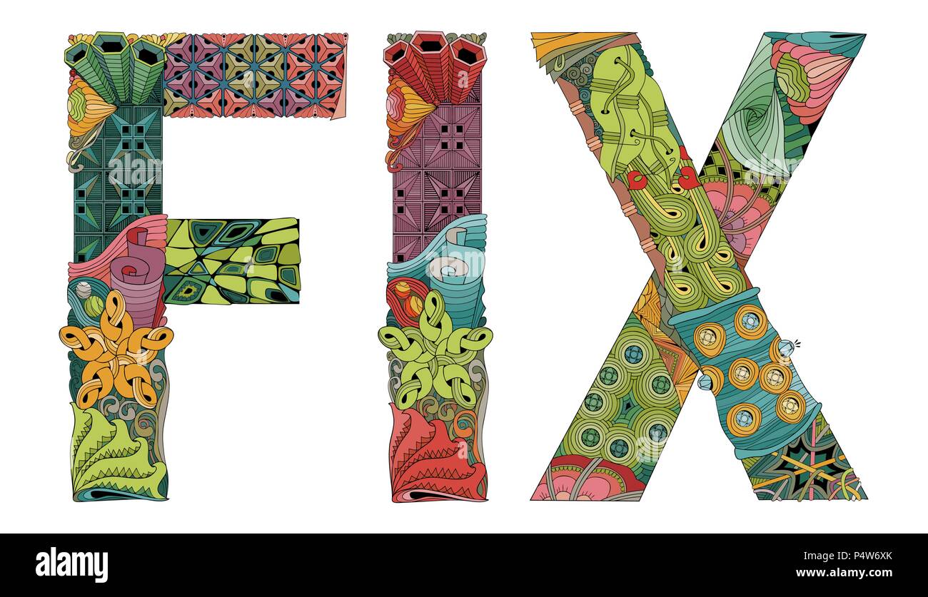 Hand-painted art design. Hand drawn illustration word FIX for t-shirt ...
