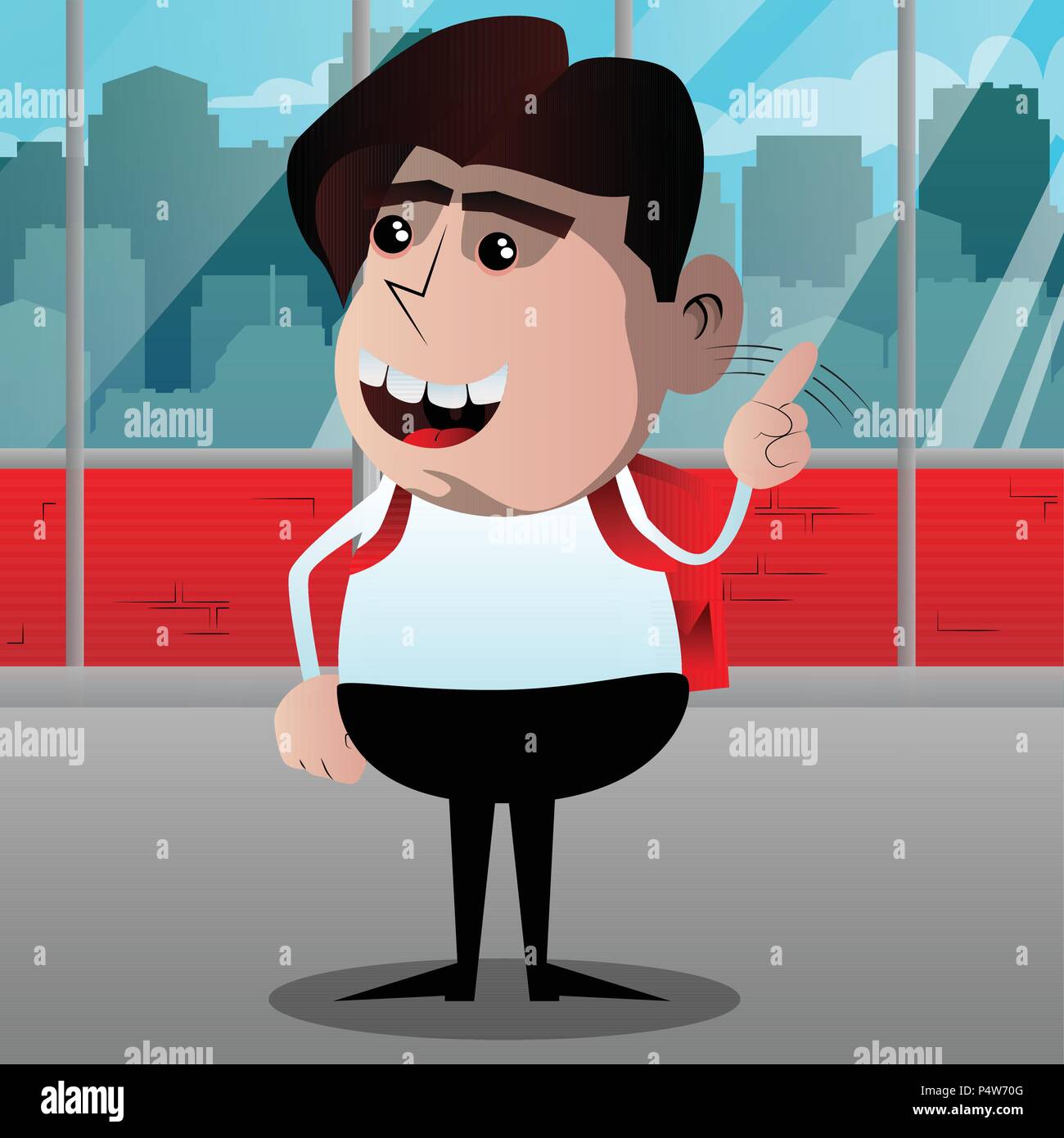Schoolboy saying no with his finger. Vector cartoon character ...