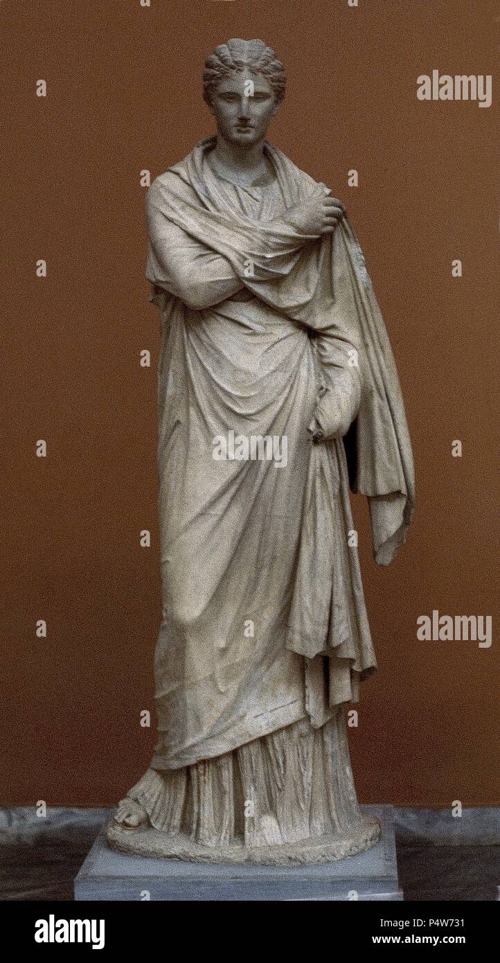 Marble female statue. Athens, museum of archaeology. Location: MUSEO ...