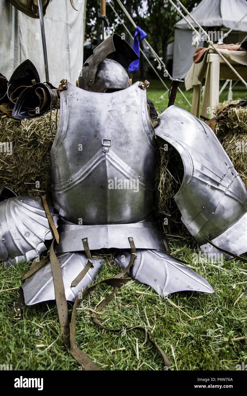 Ancient medieval armor of protection and security, detail of war and ...