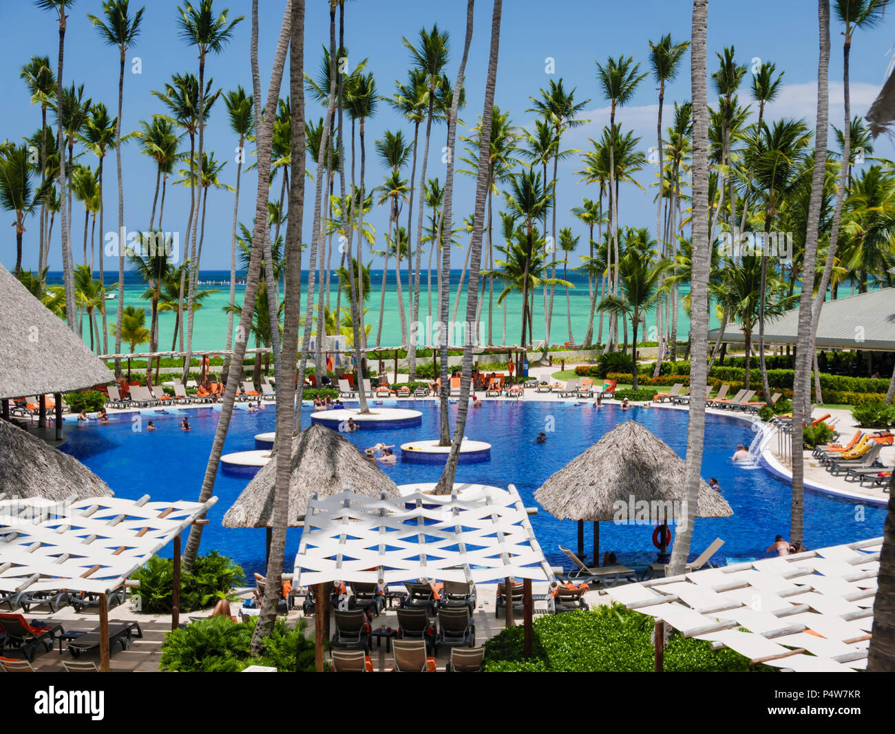 View of Bavaro beach from a touristic resort (Punta Cana, Dominican ...