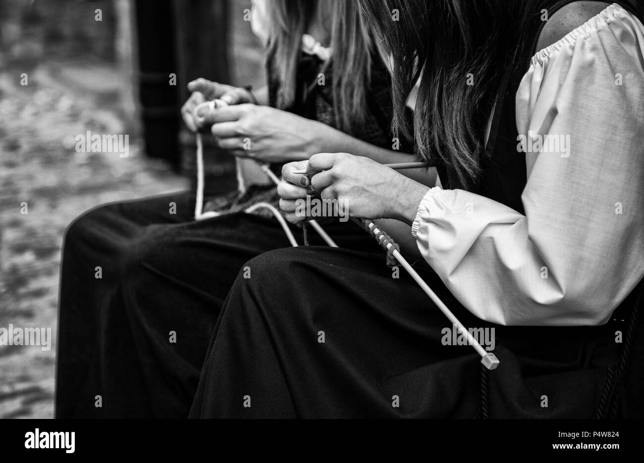 Close up woman knitting Black and White Stock Photos & Images - Alamy
