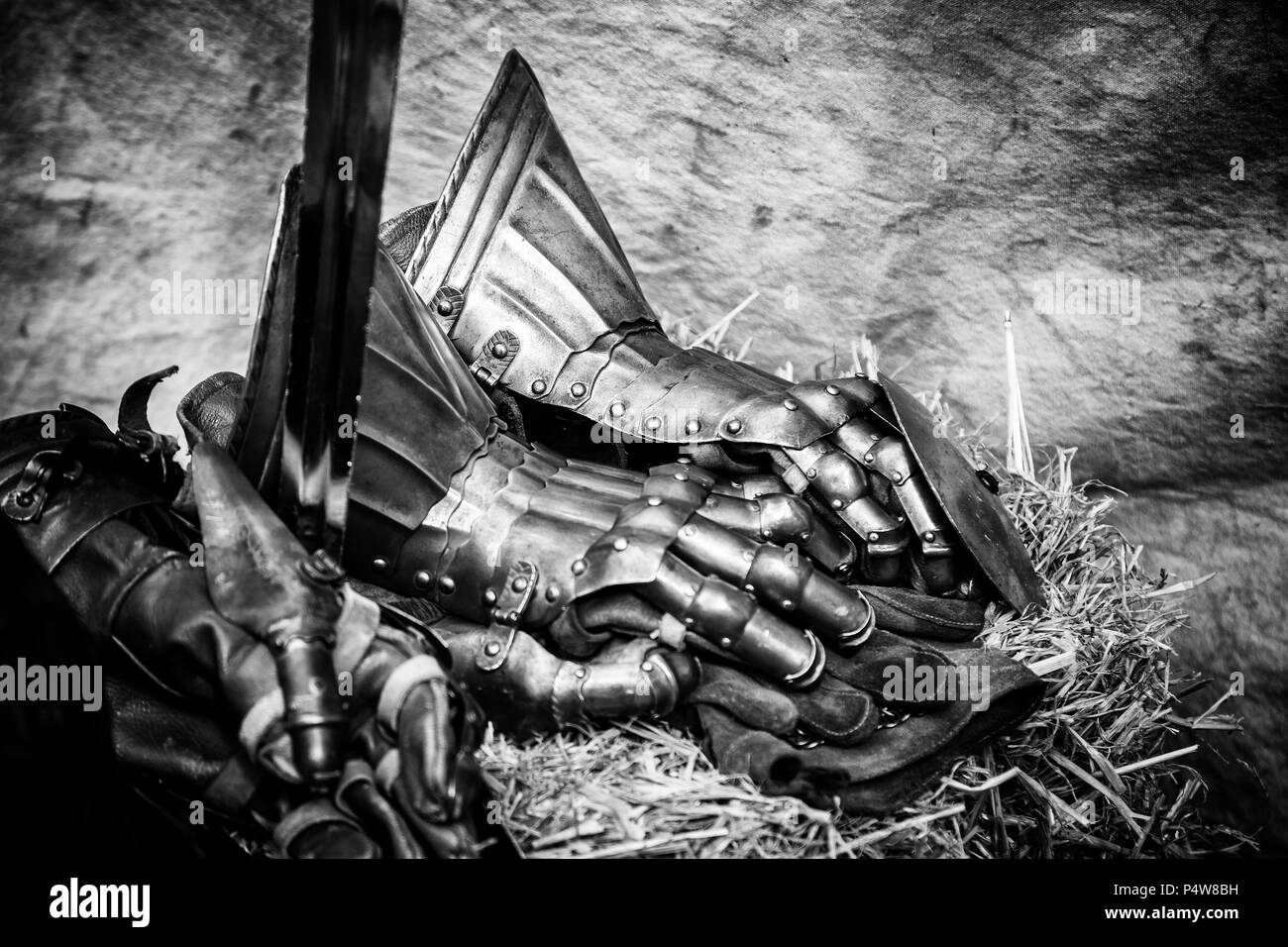 Gauntlet armor Black and White Stock Photos & Images - Alamy