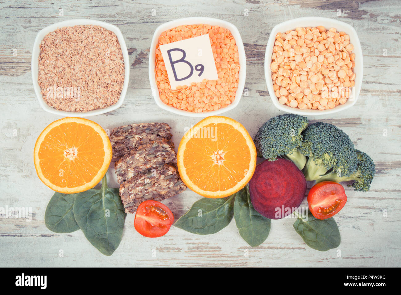 Nutritious products containing vitamin B9, natural sources of minerals ...