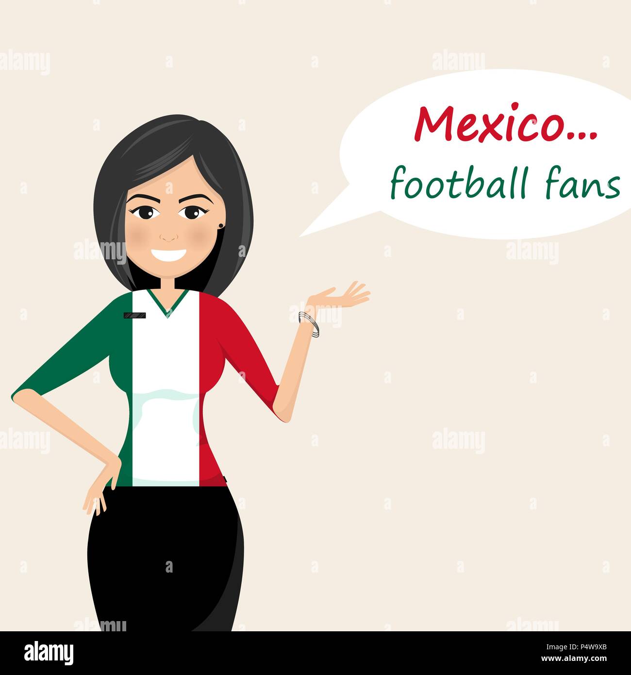 Mexico football fans.Cheerful soccer fans, sports images.Young woman ...