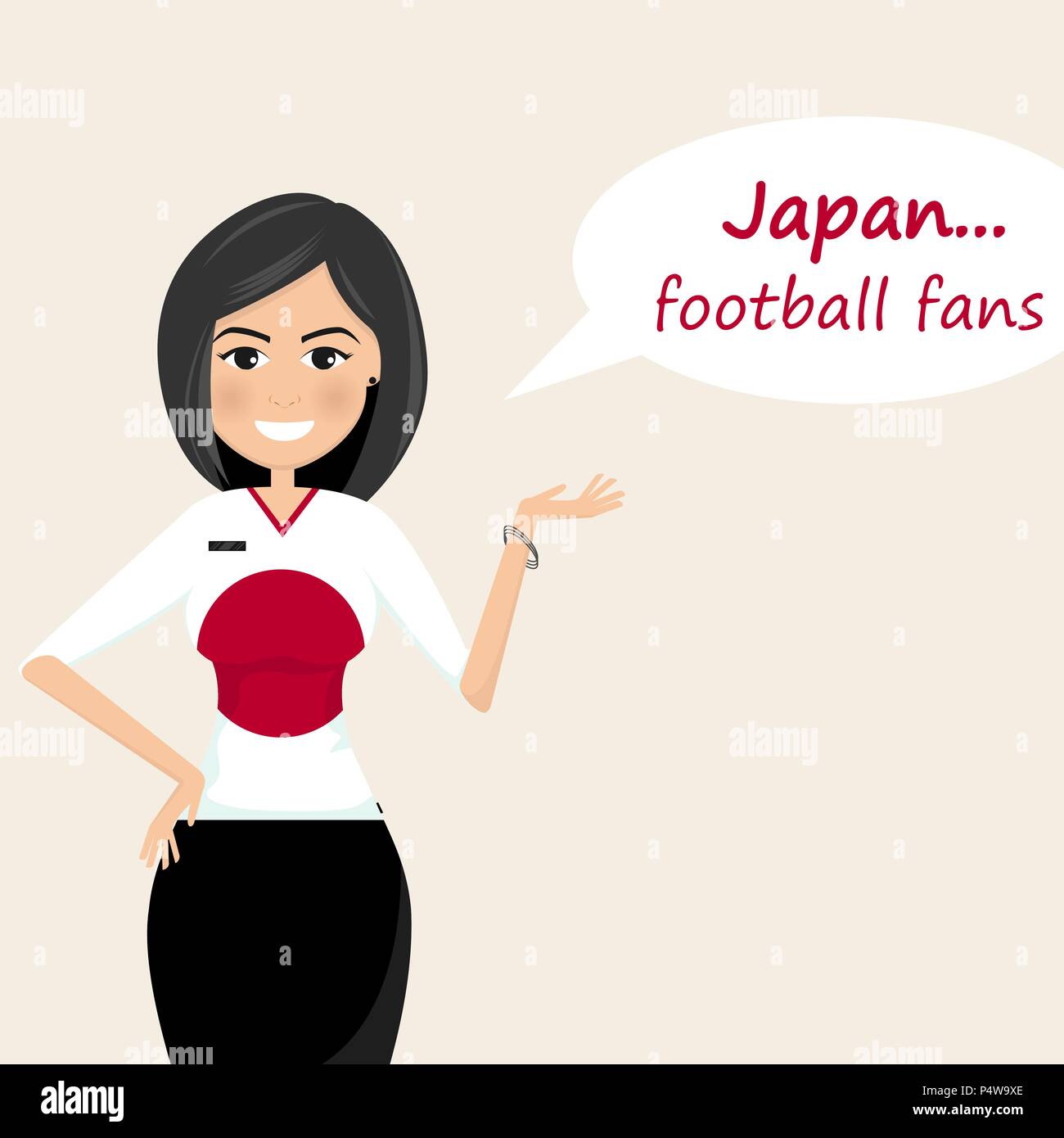 Japan football fans.Cheerful soccer fans, sports images.Young woman ...
