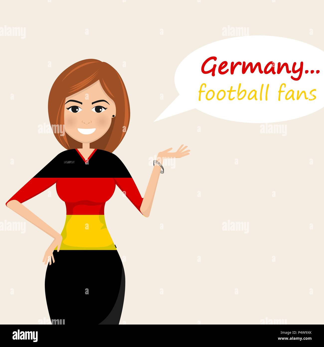 Germany football fans.Cheerful soccer fans, sports images.Young woman ...