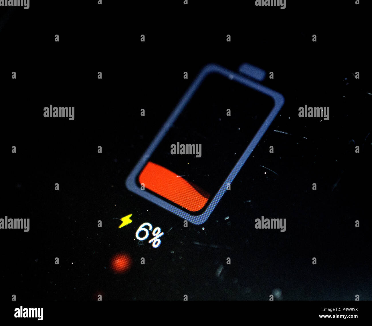 battery level indicator on a smartphone,black background,image of a ...