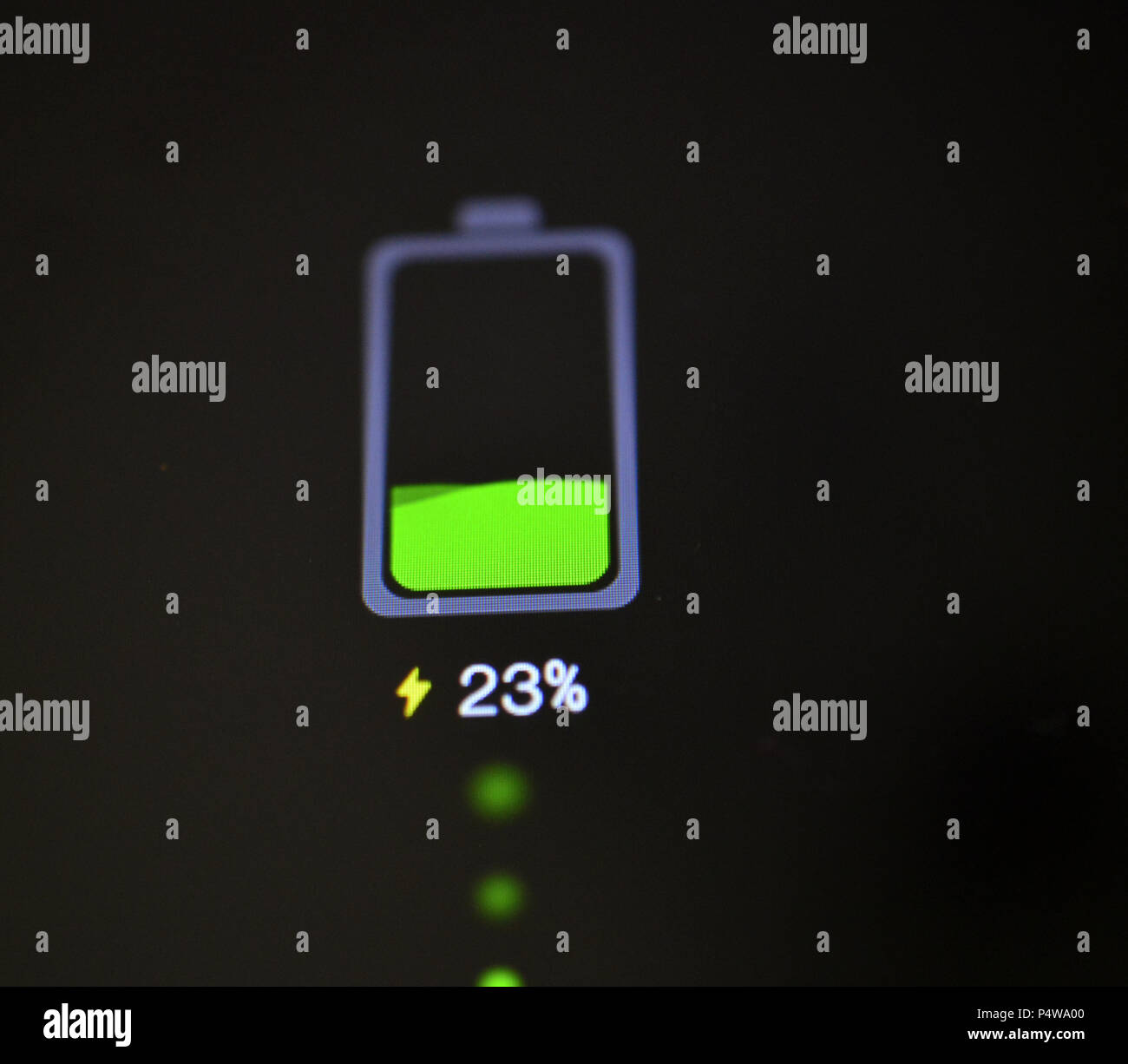 battery level indicator on a smartphone,black background,image of a ...