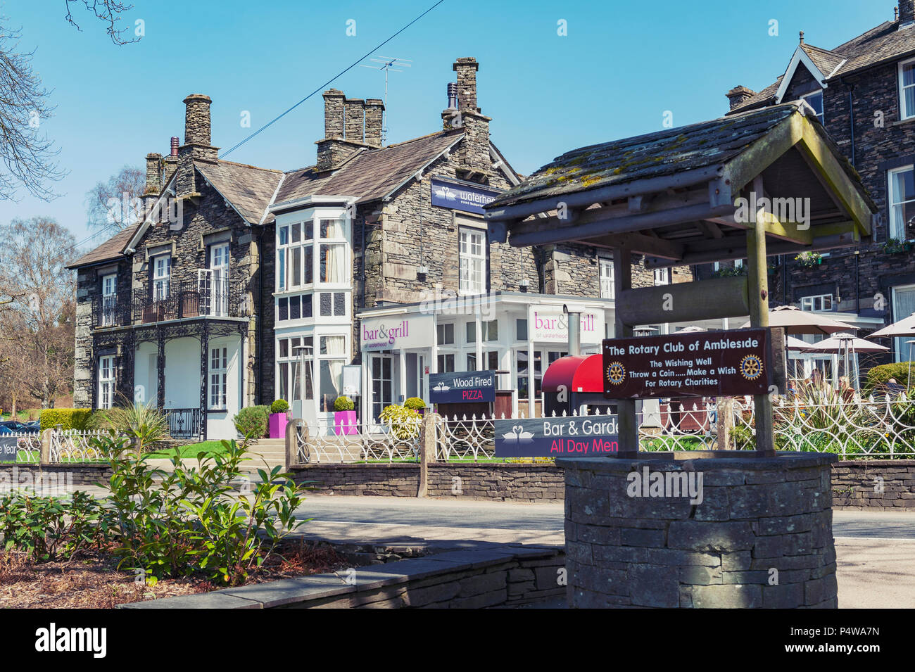 Historic buildings at Ambleside, a small lakeside town situated at the ...