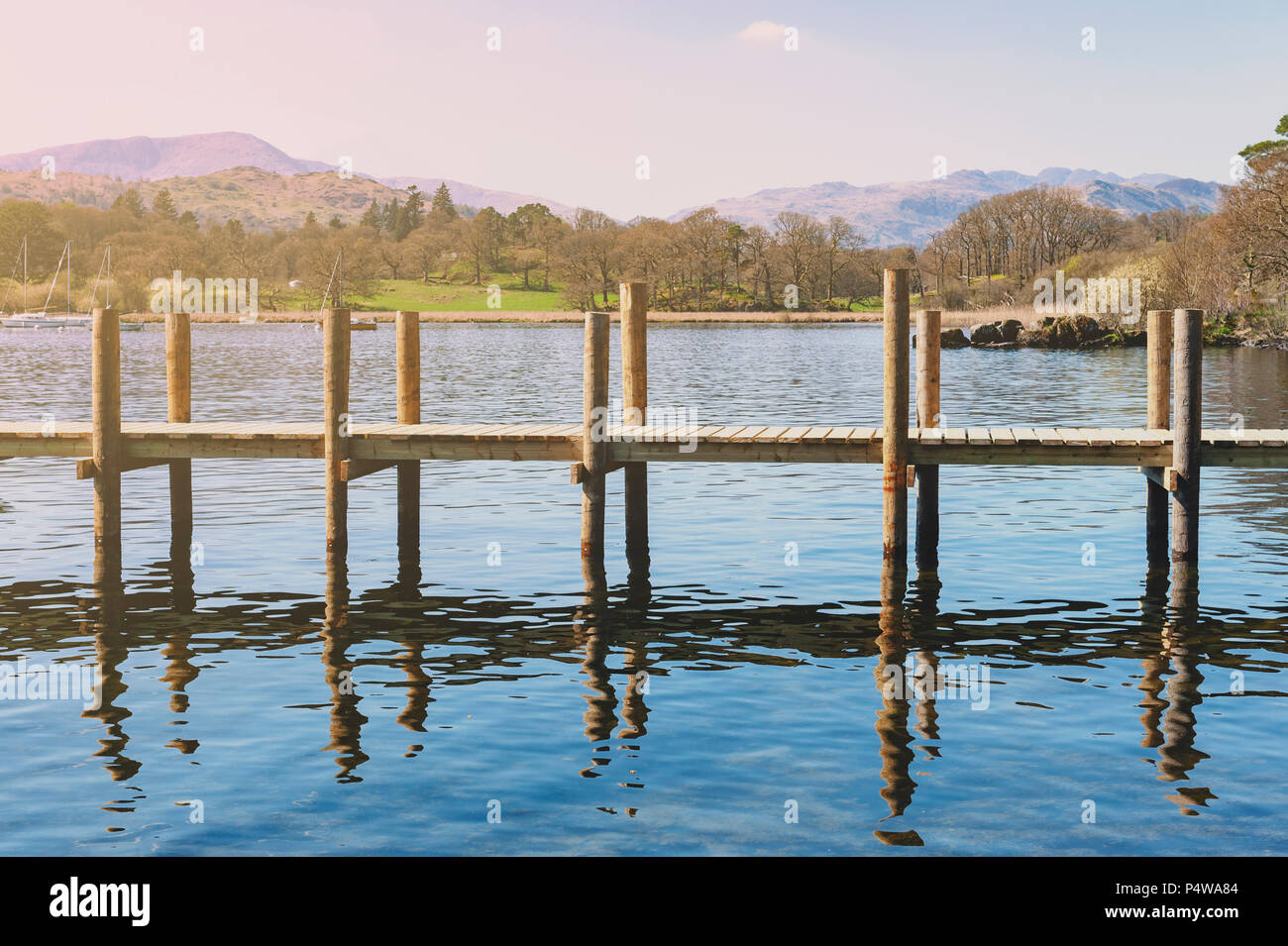 Waterhead Pier at Ambleside, a lakeside town situated at the head of ...