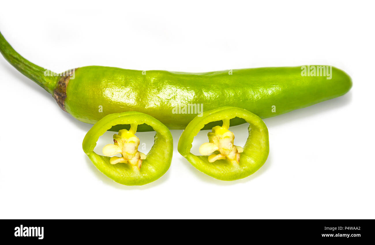 Cutted green Chilis Stock Photo - Alamy