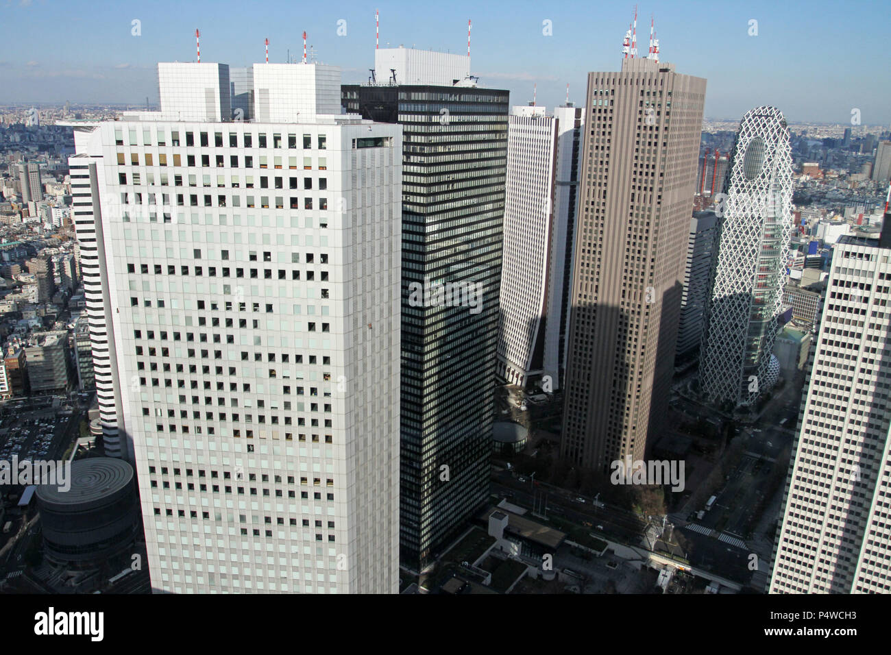 Shinjuku financial district viewed from above Tokyo, Japan. The ...