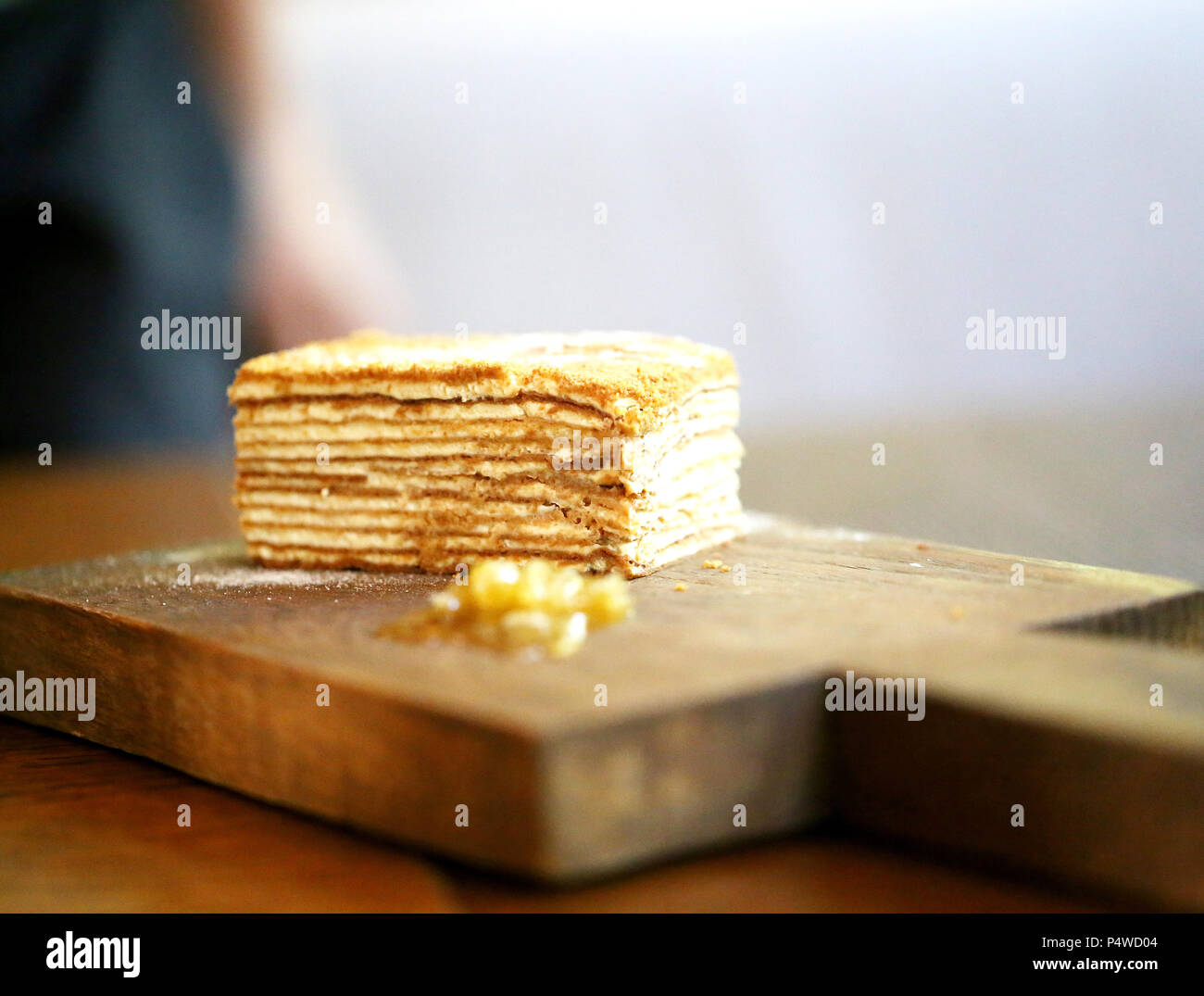 Photo of a delicious macro cake with honey in a restaurant Stock Photo ...