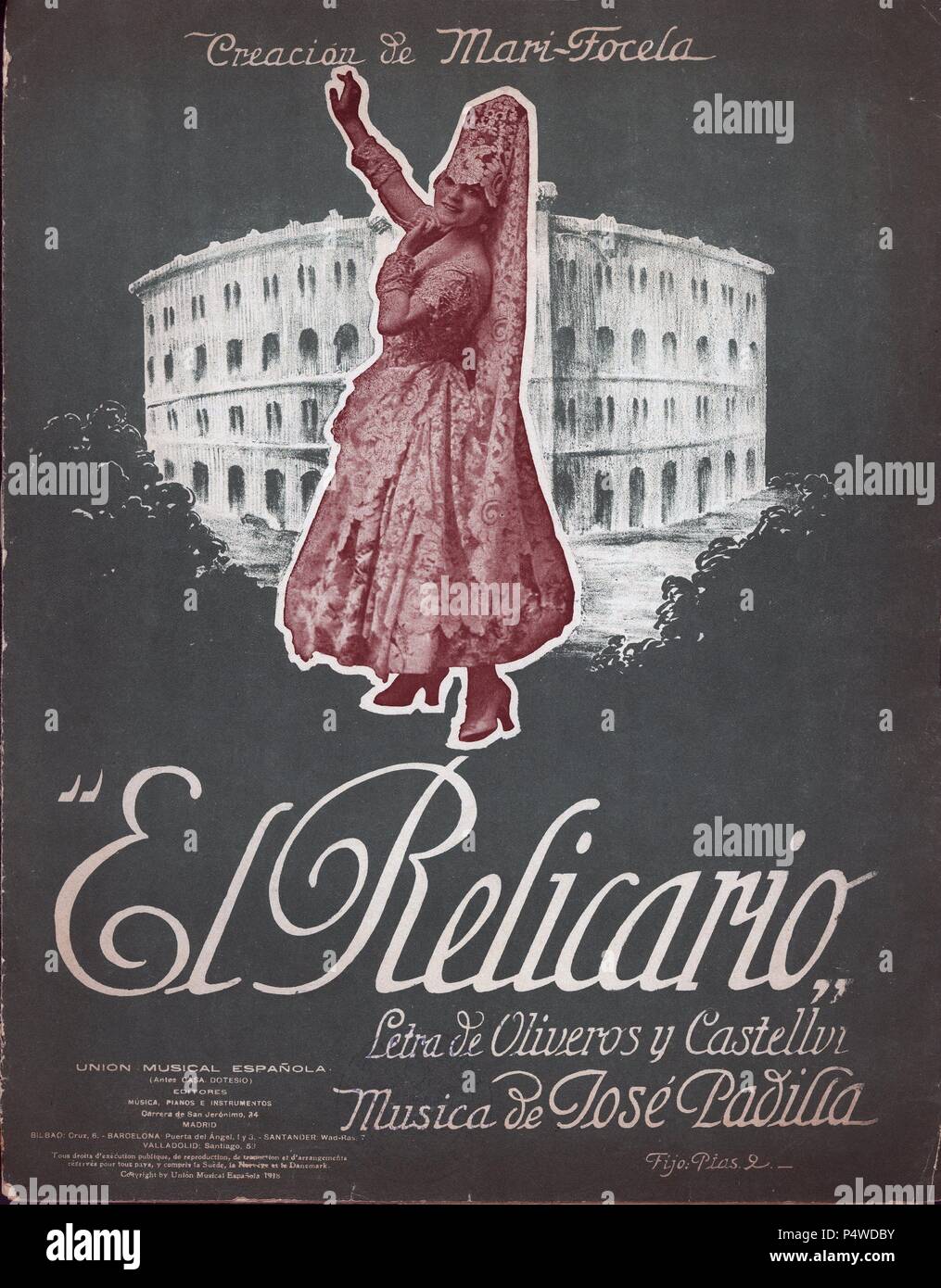 Partitura musical del pasodoble El Relicario, del maestro José Padilla ...