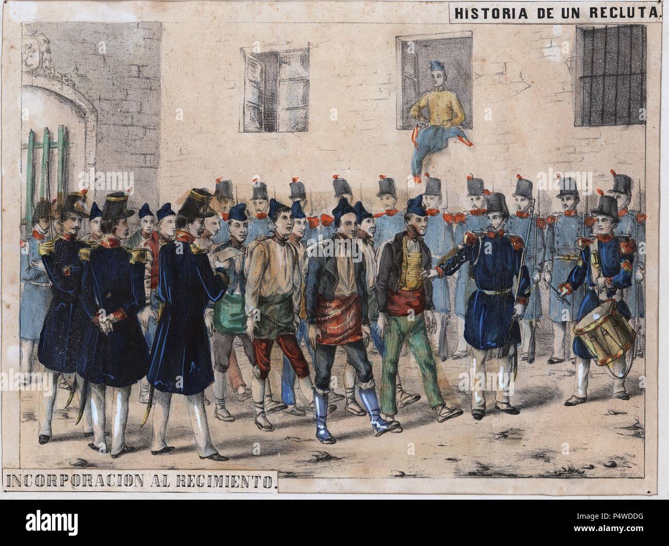 Historia de un recluta. Incorporación de los quintos a su regimiento ...
