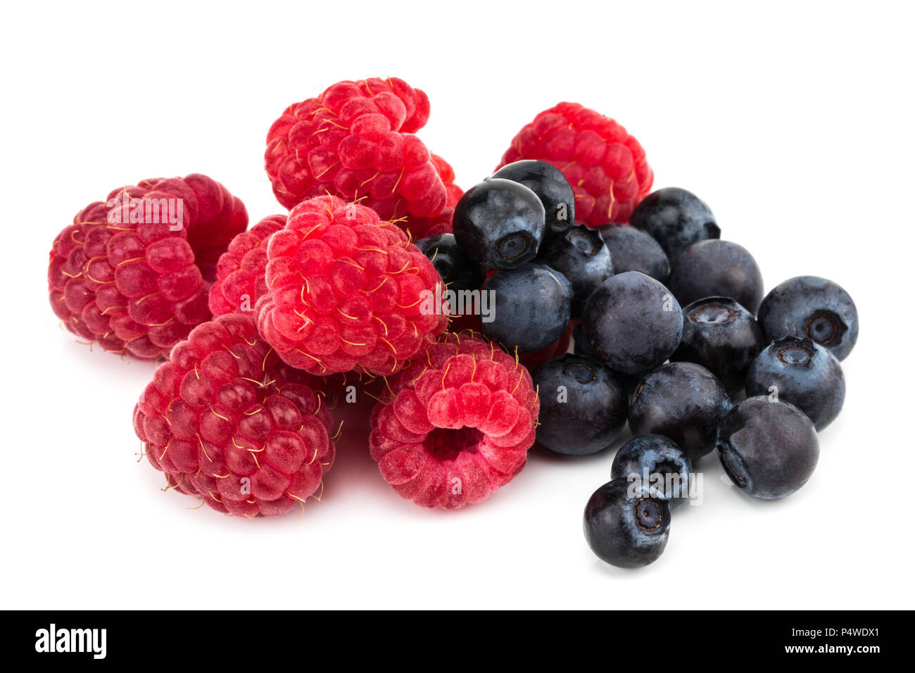 raspberry and blueberries isolated on white background Stock Photo - Alamy
