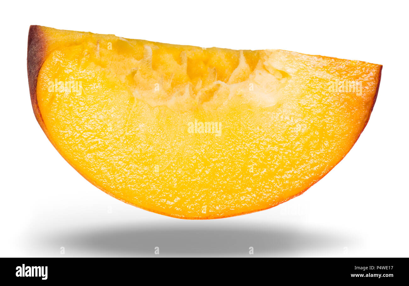 Peach slice isolated. Peach slice on white. Peach. With clipping path ...