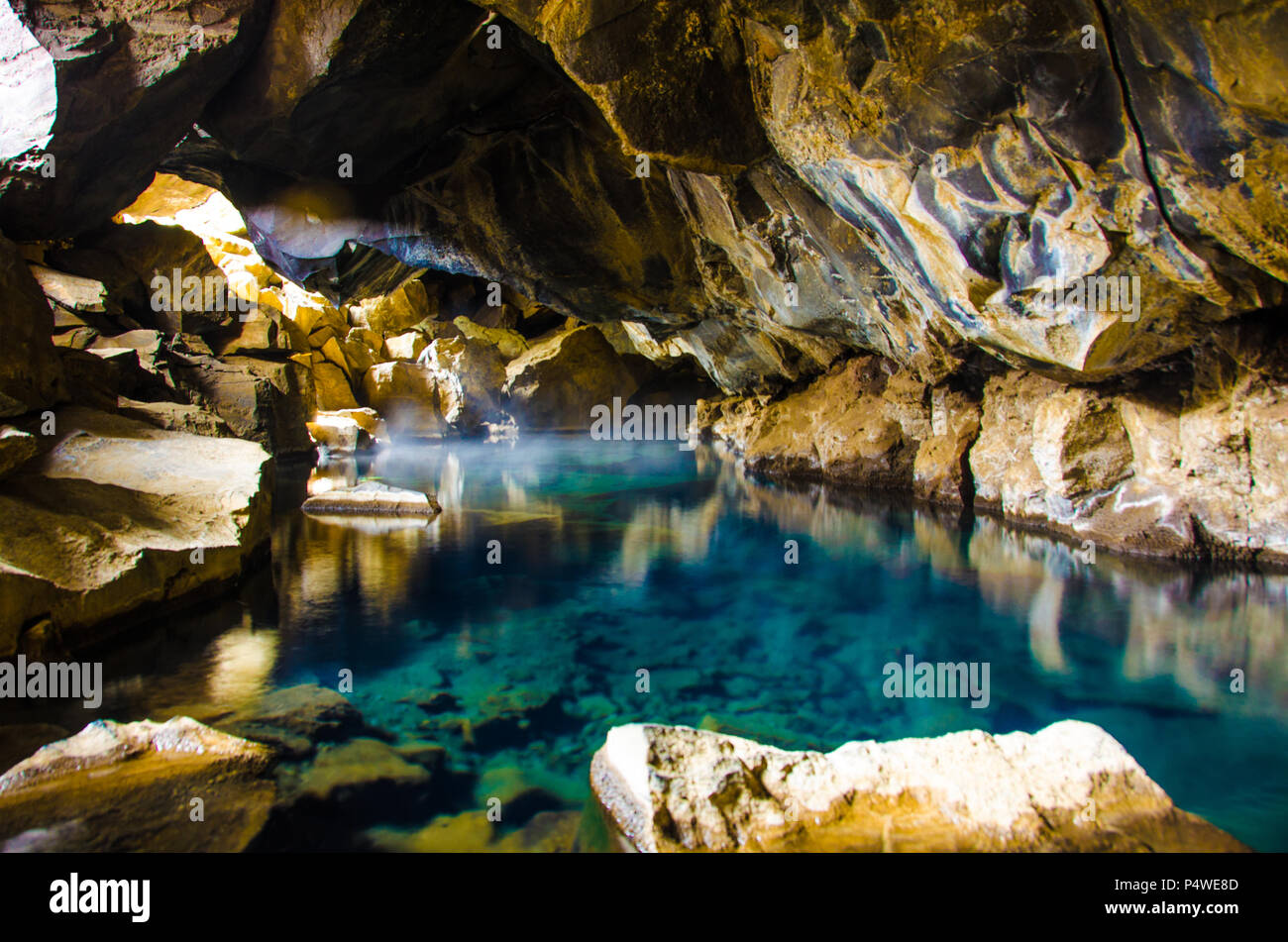 Iceland - Myvatn - Hot pool in cave Stock Photo - Alamy