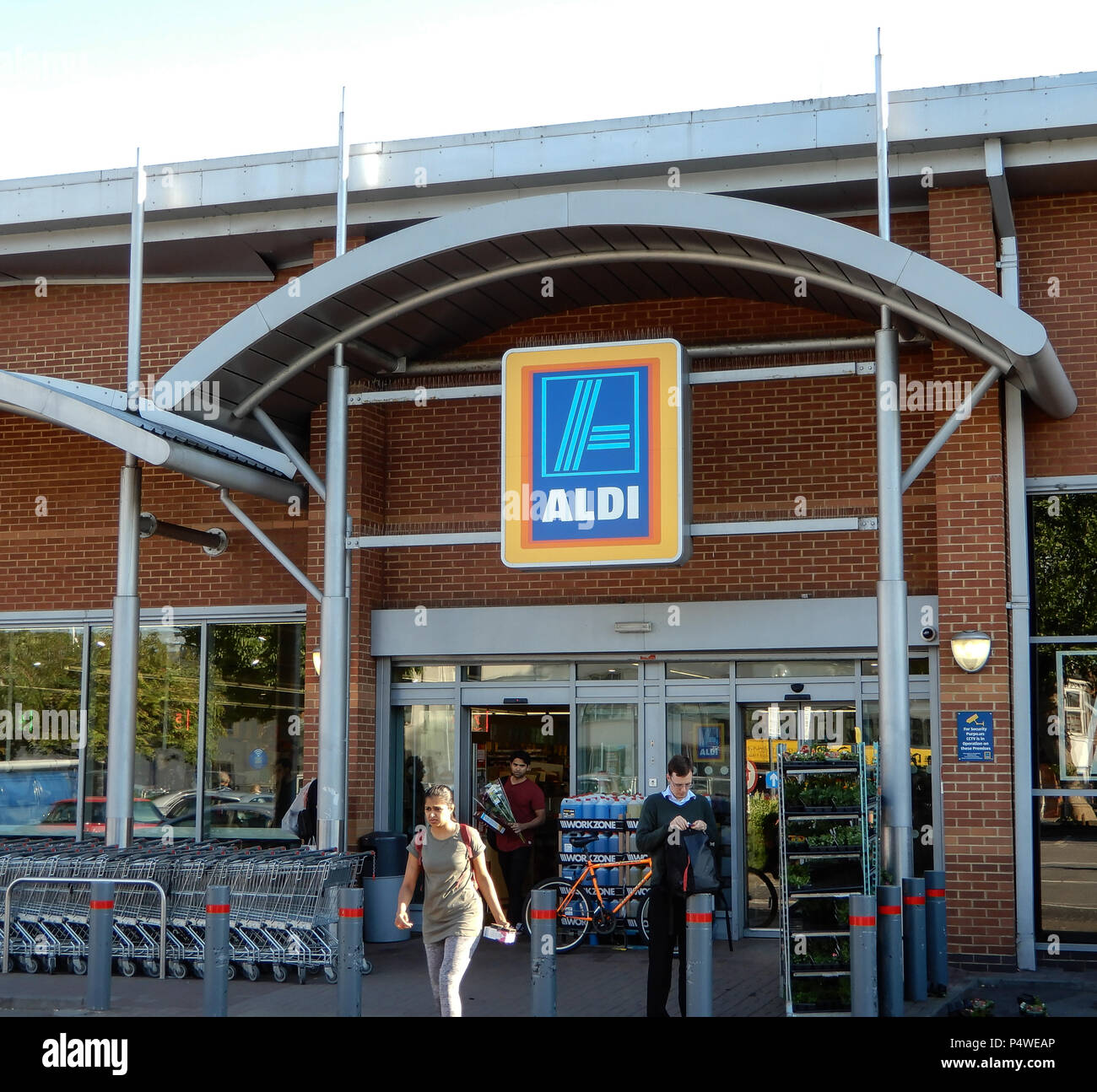 Reading, United Kingdom - June 21 2018: Aldi Supermarket Entrance at ...